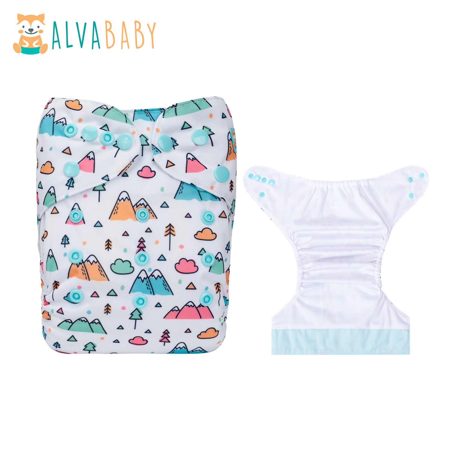 ALVABABY AWJ Lining Cloth Diaper with Tummy Panel for Babies -Mountain ...