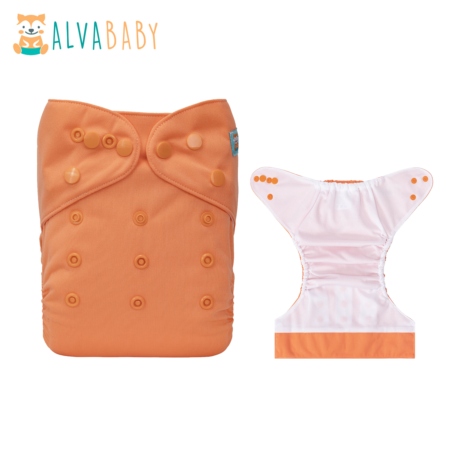 ALVABABY AWJ Lining Cloth Diaper with Tummy Panel for Babies - Orange ...