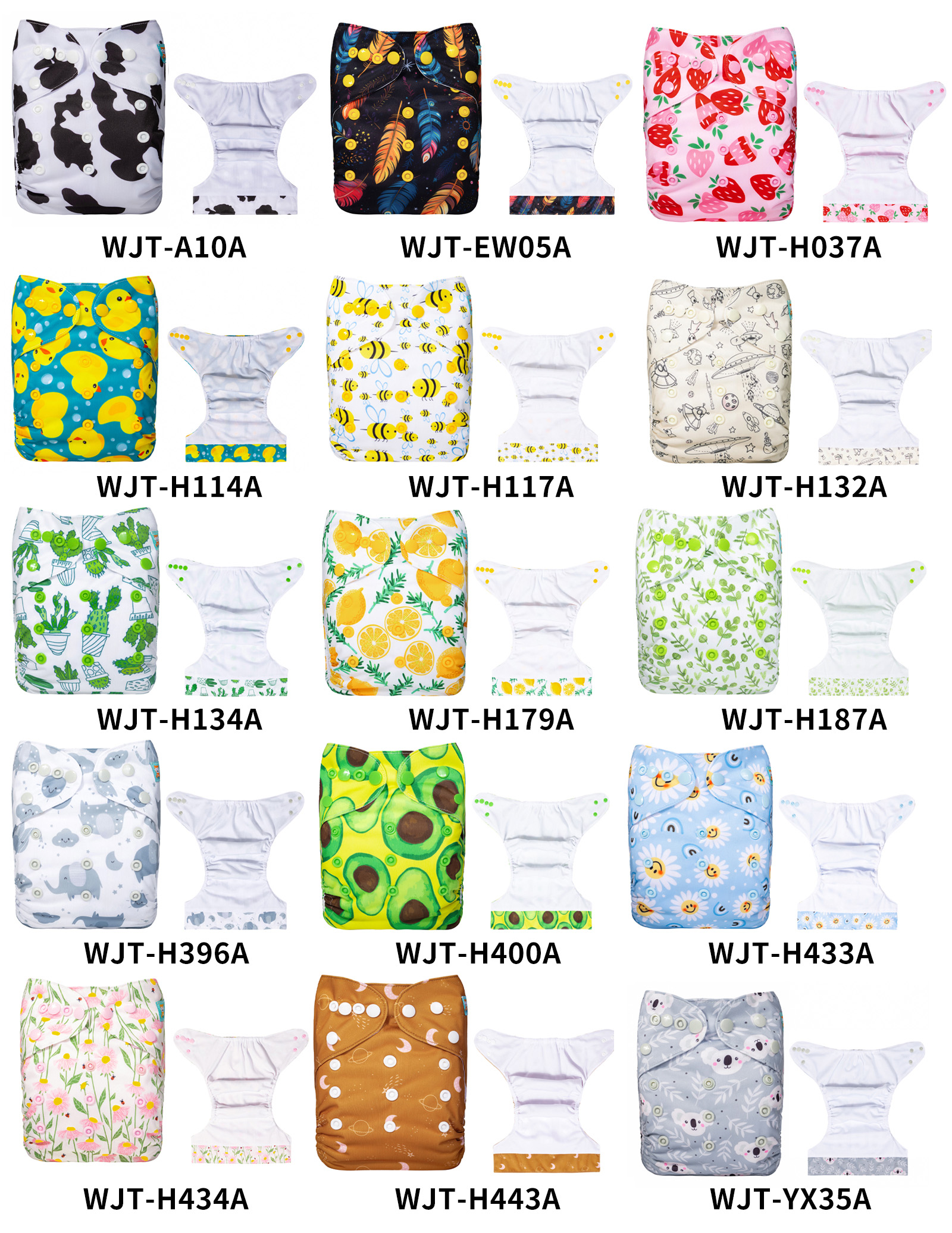 (Multi-packs) 20PCS Printed AWJ Cloth Diapers with Tummy Panels One ...