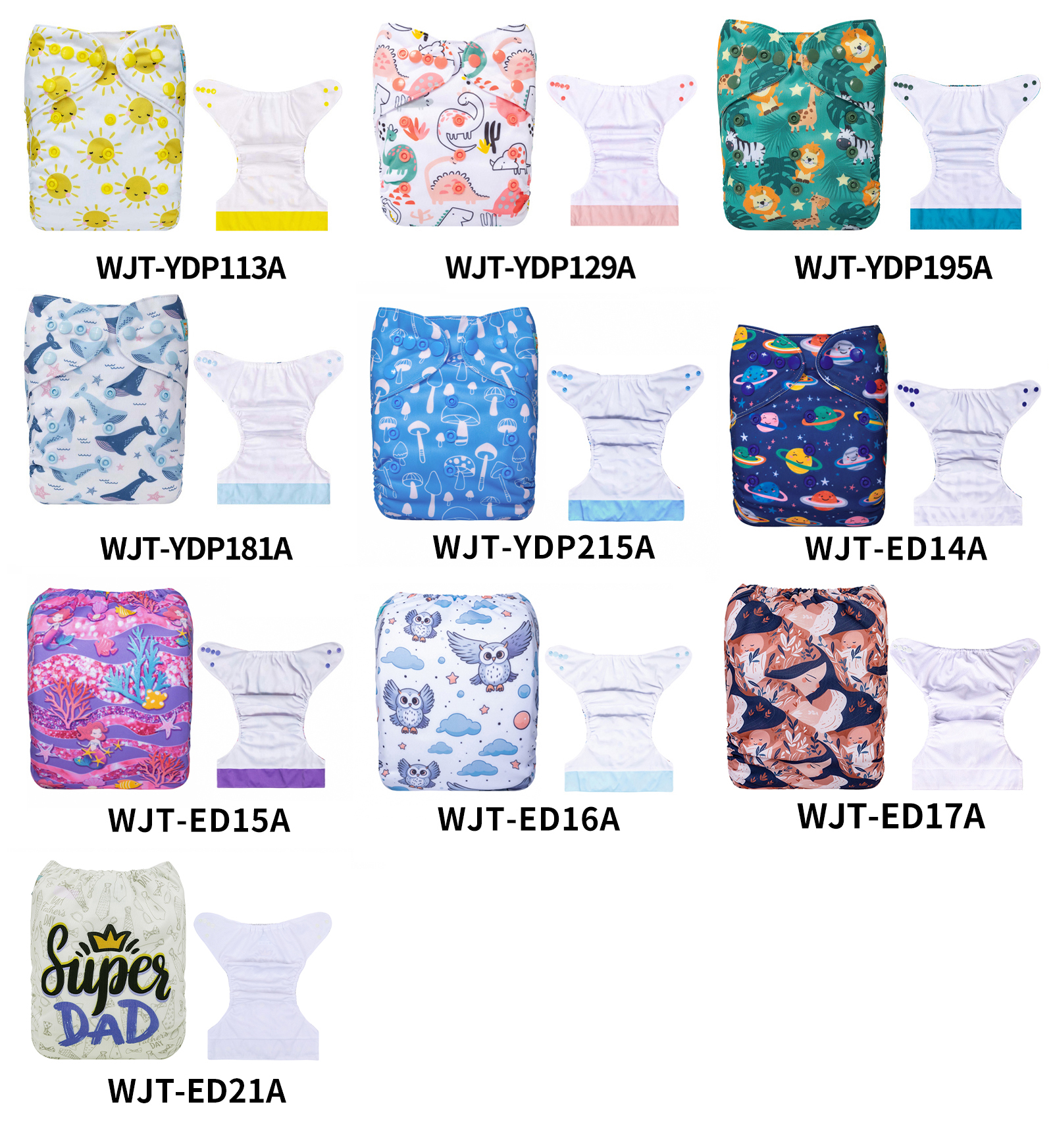 (Multi-packs) 50PCS Positioning AWJ Cloth Diapers with Tummy Panels One ...