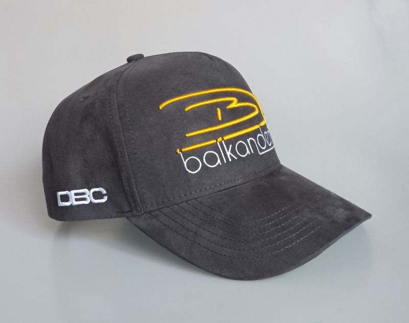 Grey suede 5 panel A frame baseball cap,Baseball cap