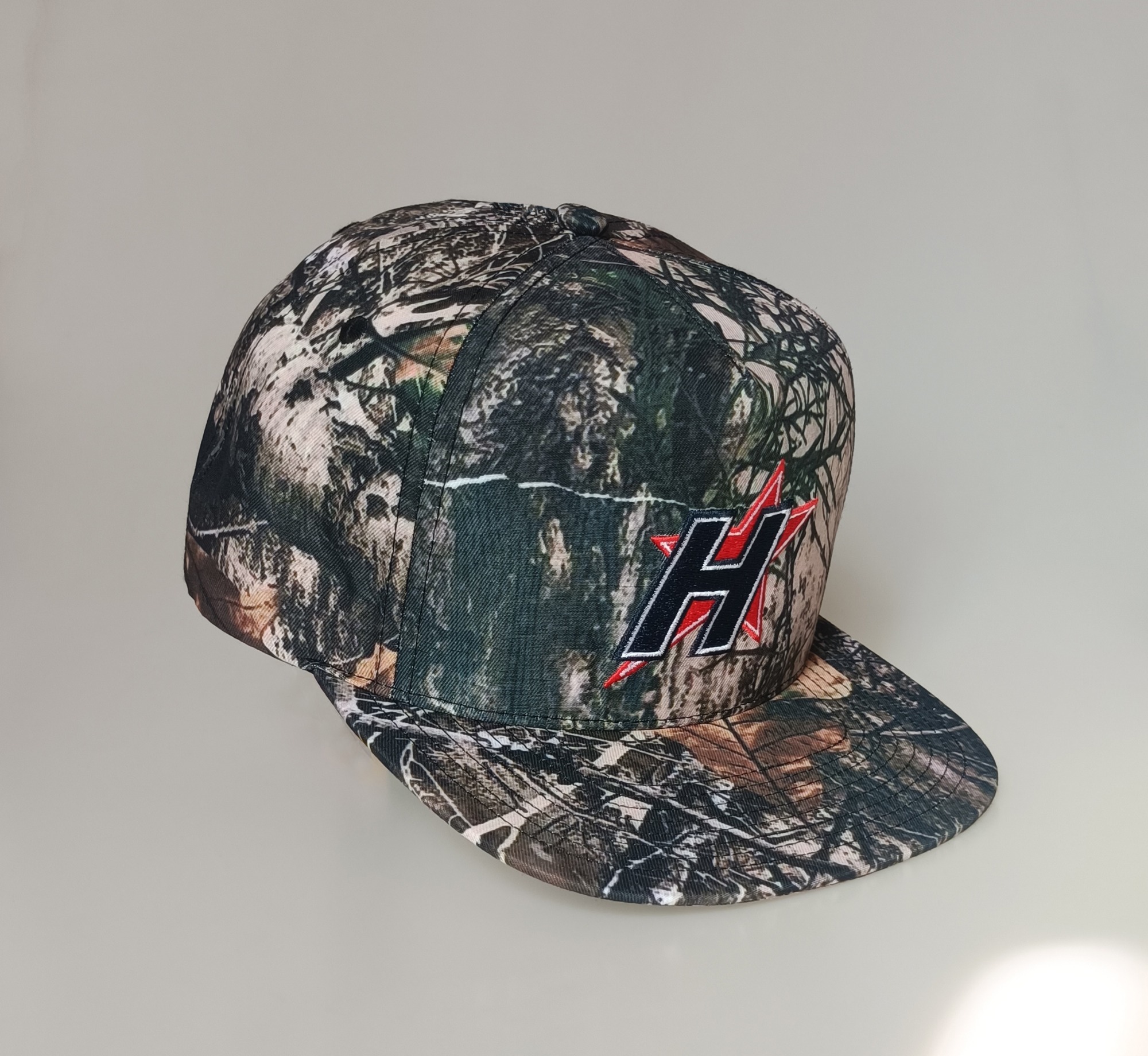 5 panel black wool unstructured felt patch logo snapback cap