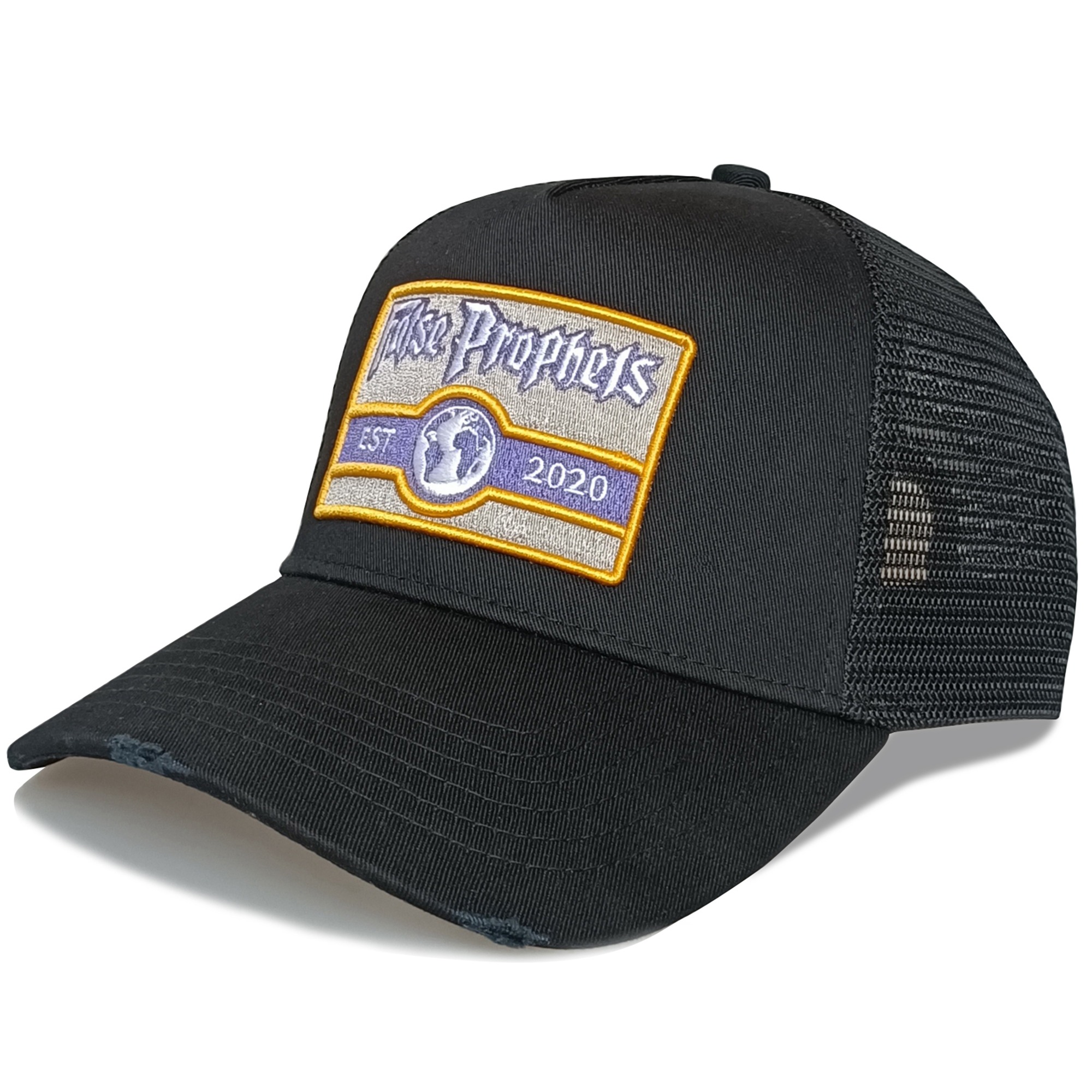 Classic 5 panel distressed ripped brim oem trucker hat cap,Trucker hat