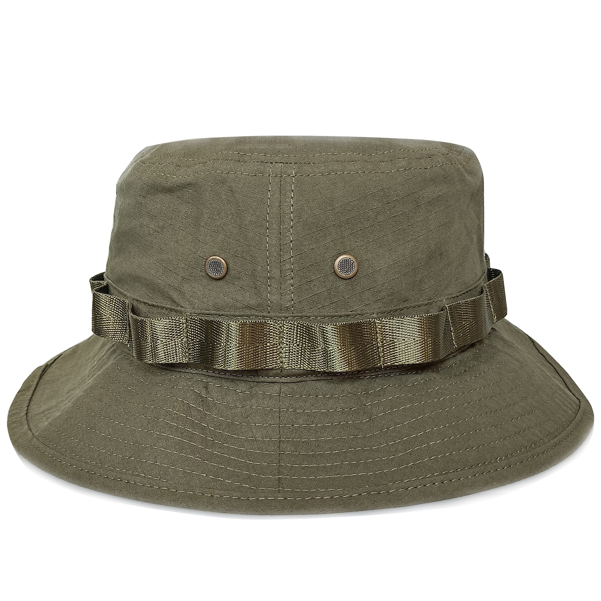 Ripstop olive green metal air vent string unisex bucket hat,Bucket hat