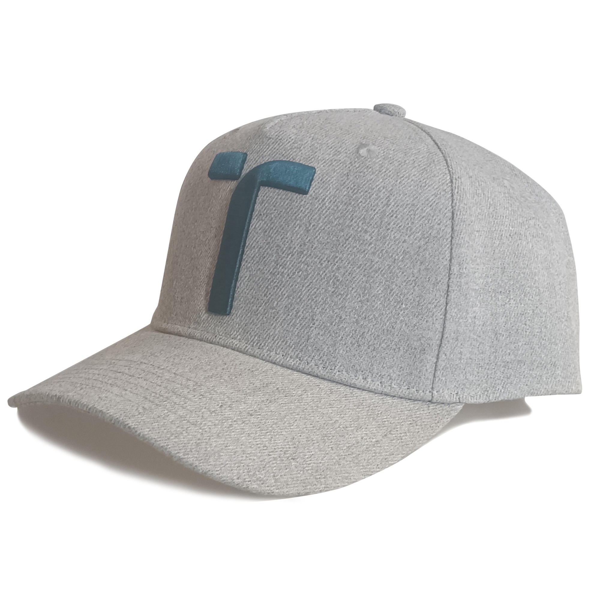 Custom grey wool acrylic blend material high profile 5 panel baseball ...
