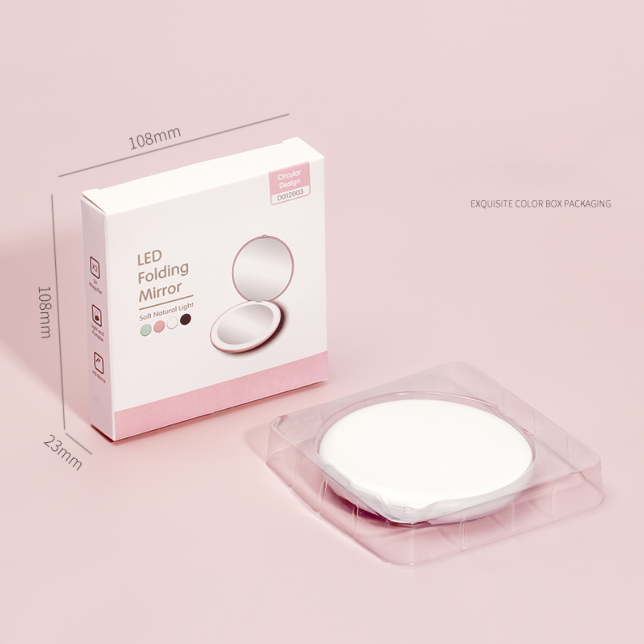 LED lighted travel makeup mirror,illuminated folding mirror,1x/10x ...