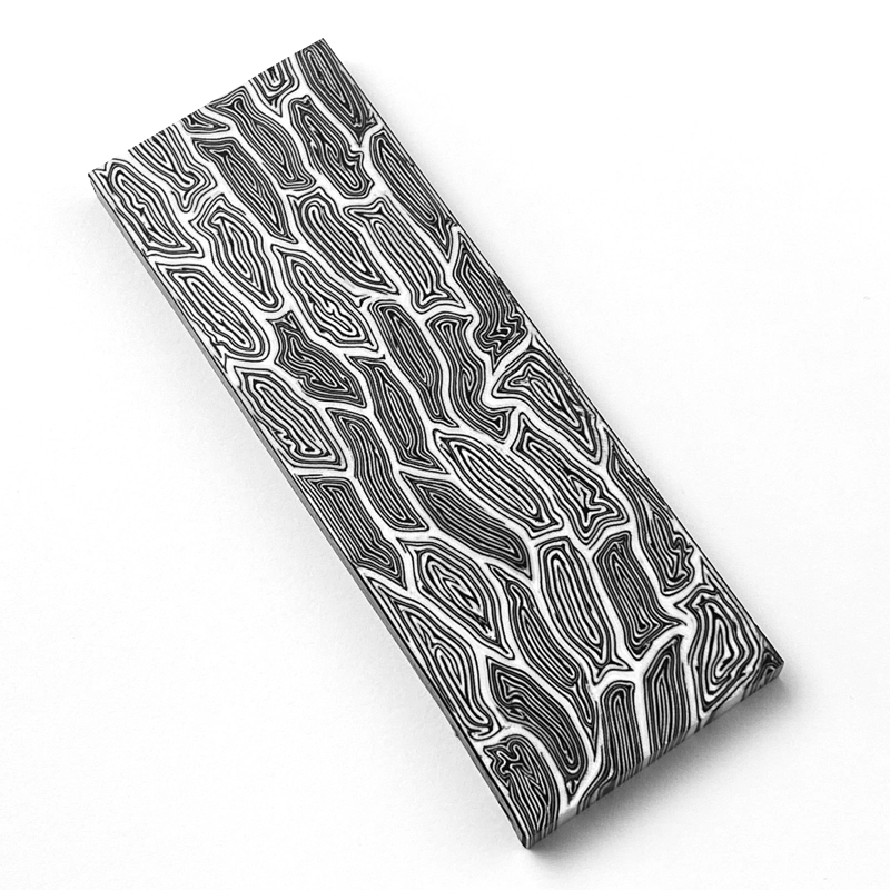 Damascus G10 Black/White Wave - G10 Knife Handle Material