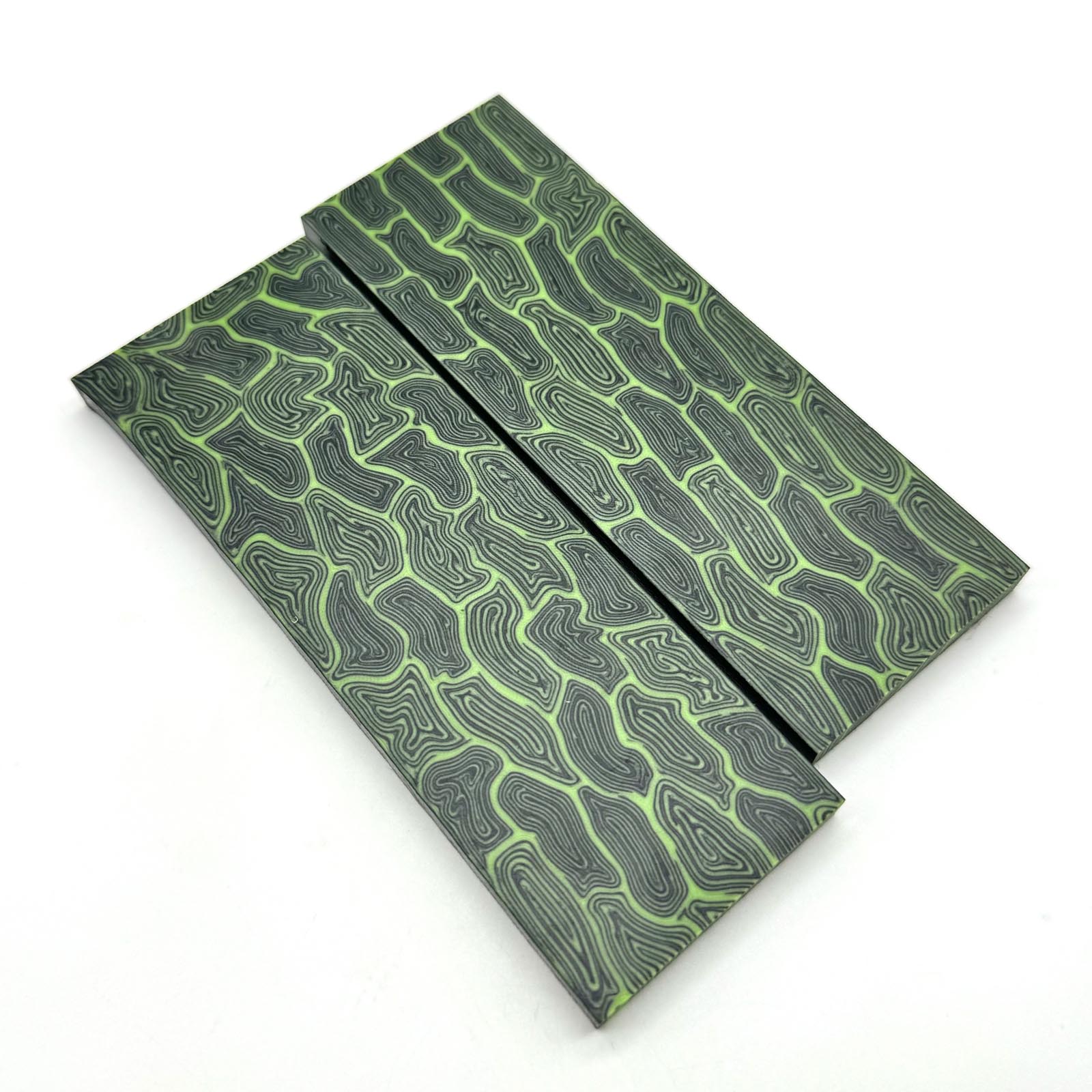Damascus G10 Black/Toxic Green Wave - G10 Knife Handle Material