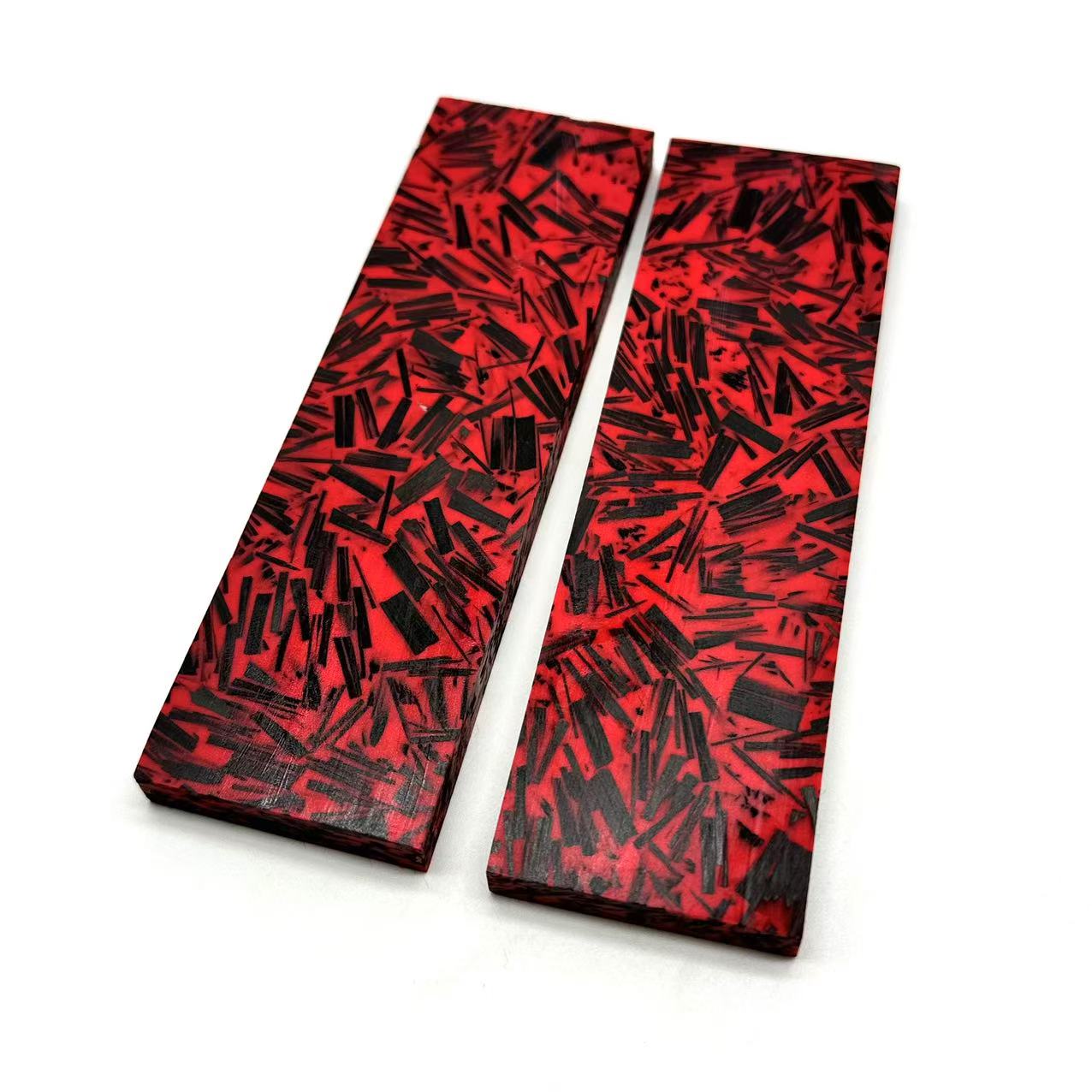 Red Shreded Carbon Fiber knife Scales