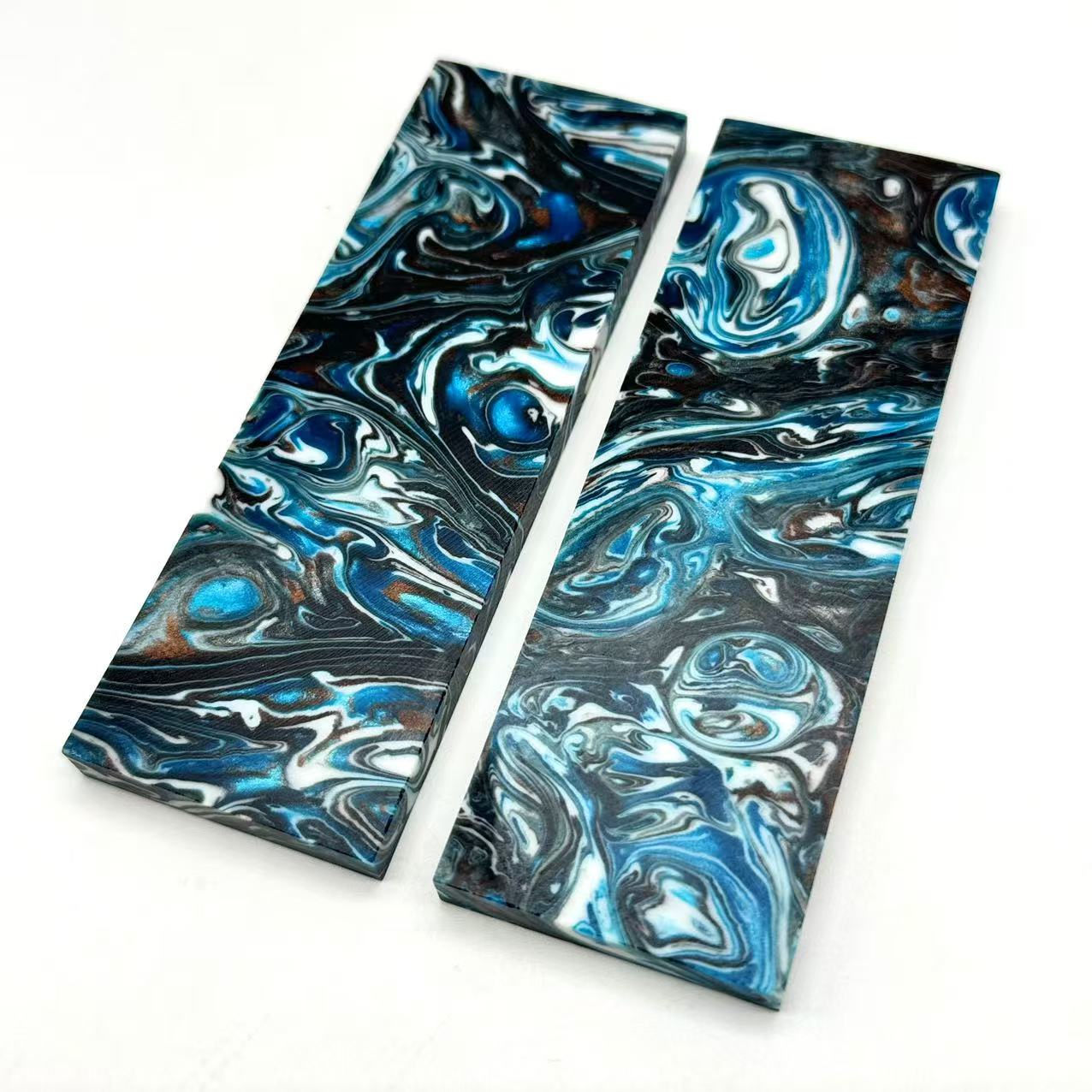 Resin Knife Scales - Blue/Brown
