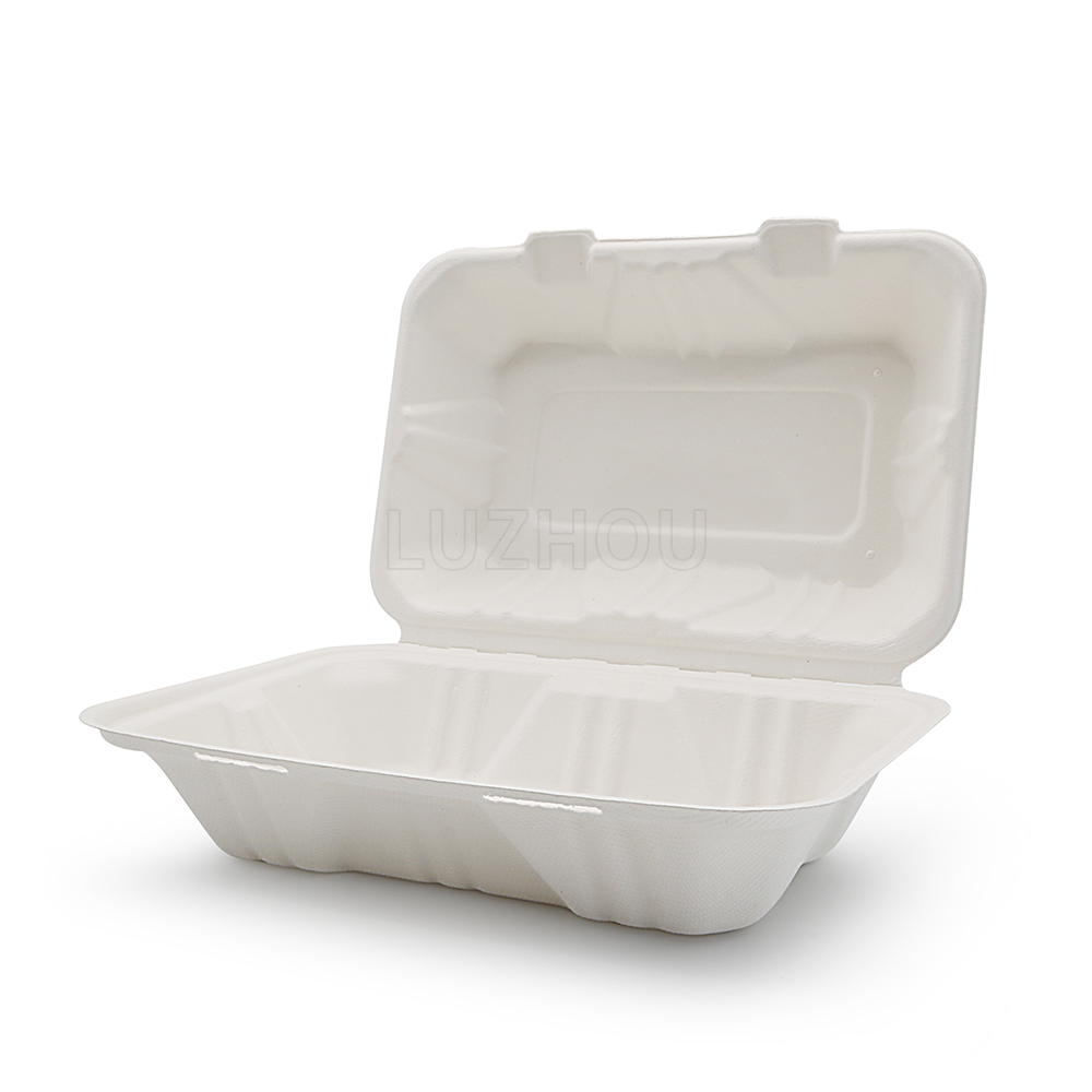 9x6 Bagasse Clamshell Food Container Paper | Luzhou Pack