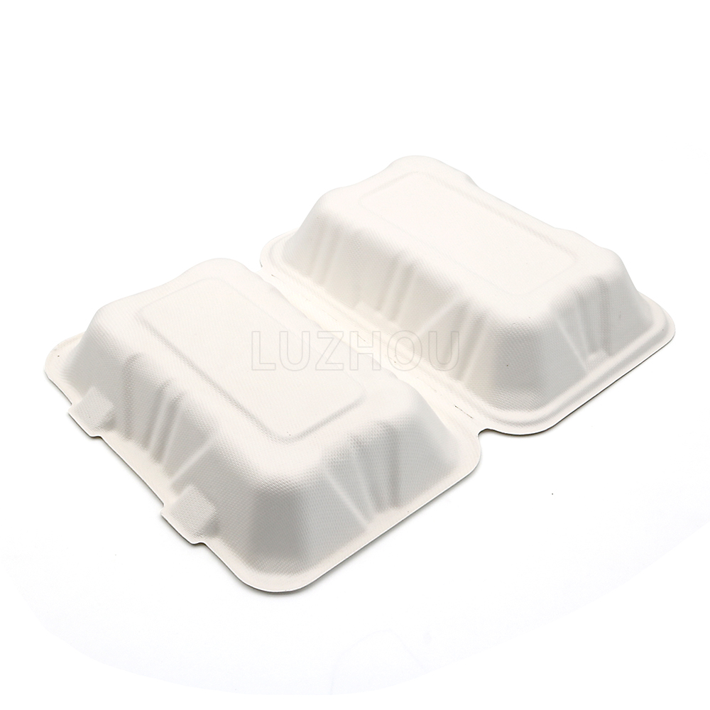 9x6 Bagasse Clamshell Food Container Paper | Luzhou Pack