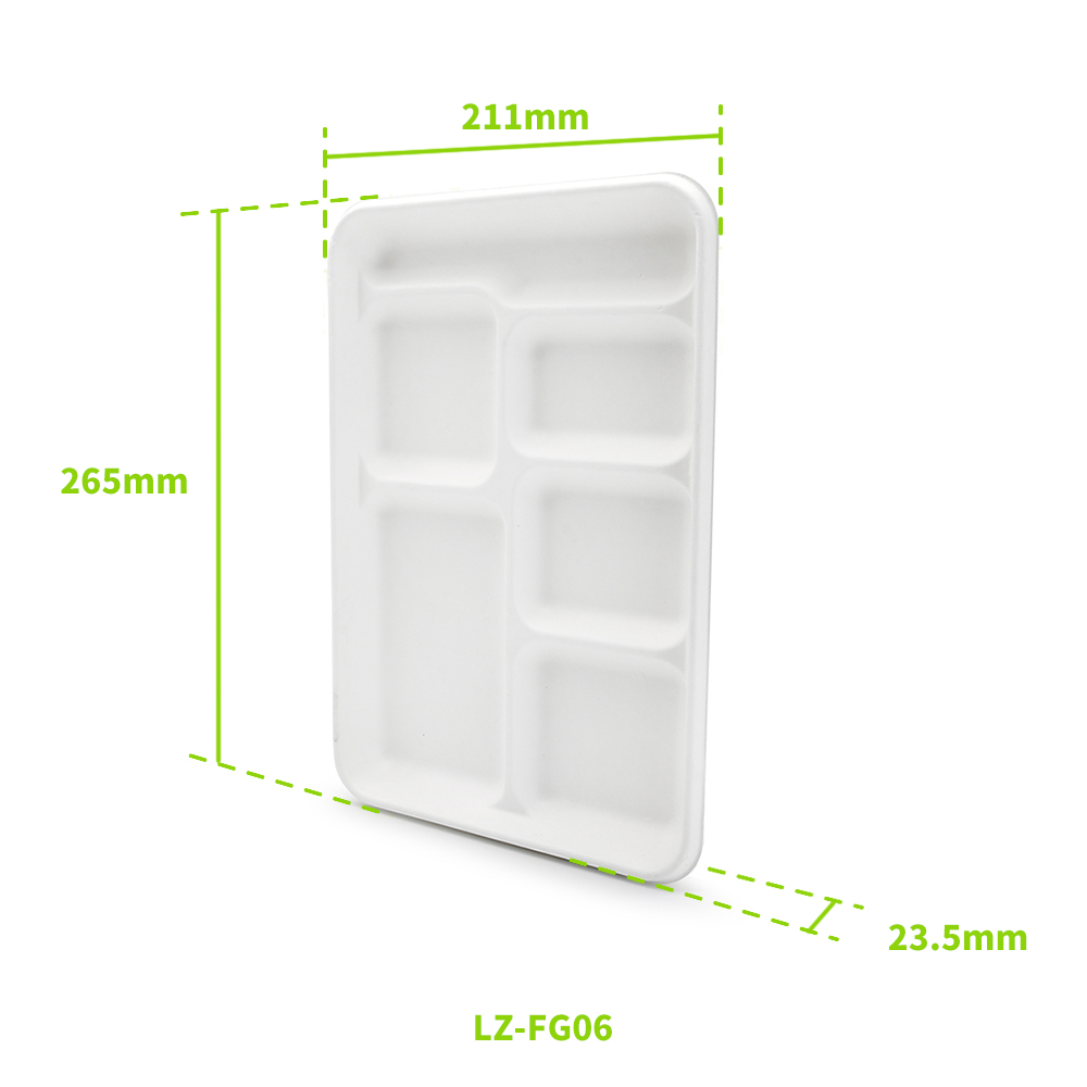 6 Compartment Food Container Tray with Lids | Luzhou Pack