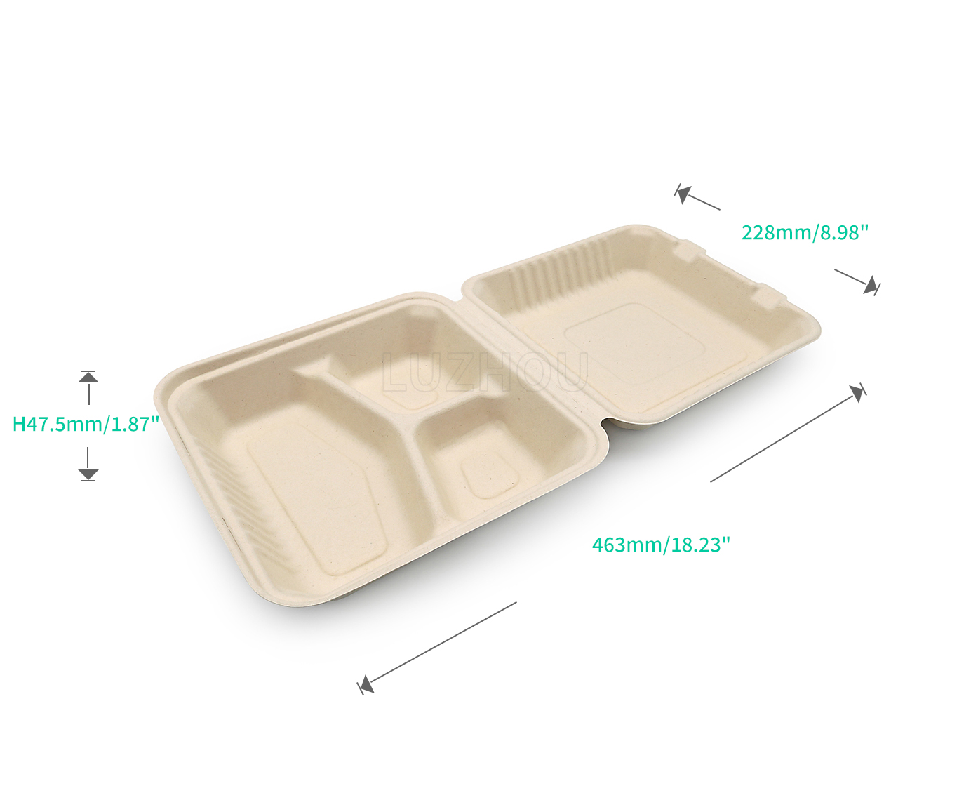 Eco 3 Compartment To Go Food Container | Luzhou Pack