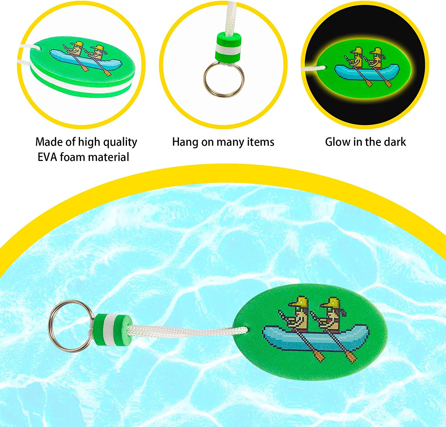 EDSRDRUS Floating Keychain Glow in The Dark Floating Foam Key Chain for ...