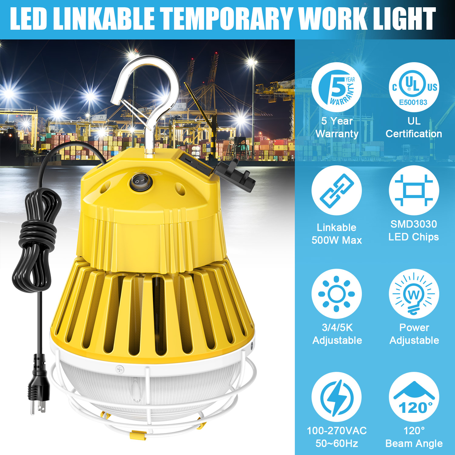 LED Temporary Work Light | 5 Years Warranty | US&CA Free Shipping