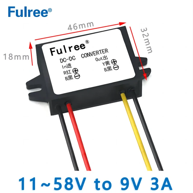 Fulree Input DC 12V 24V 36V 48V( 11V~58V) to Output DC 9V 1A 2A 3A Buck DC-DC converter