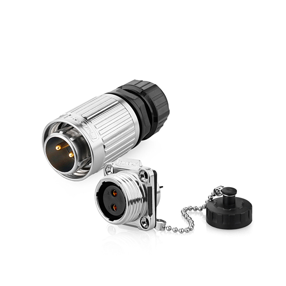 CNLINKO 2 pole M20 Metal power Connector 2 pin male female panel mount ...