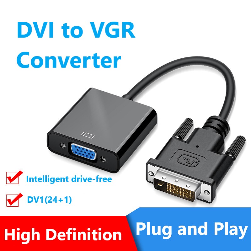 DVI to VGA Cable DVI-D to VGA Analog 24+1 Male to VGA Female 15 Holes Adapter Cable with Chip ...