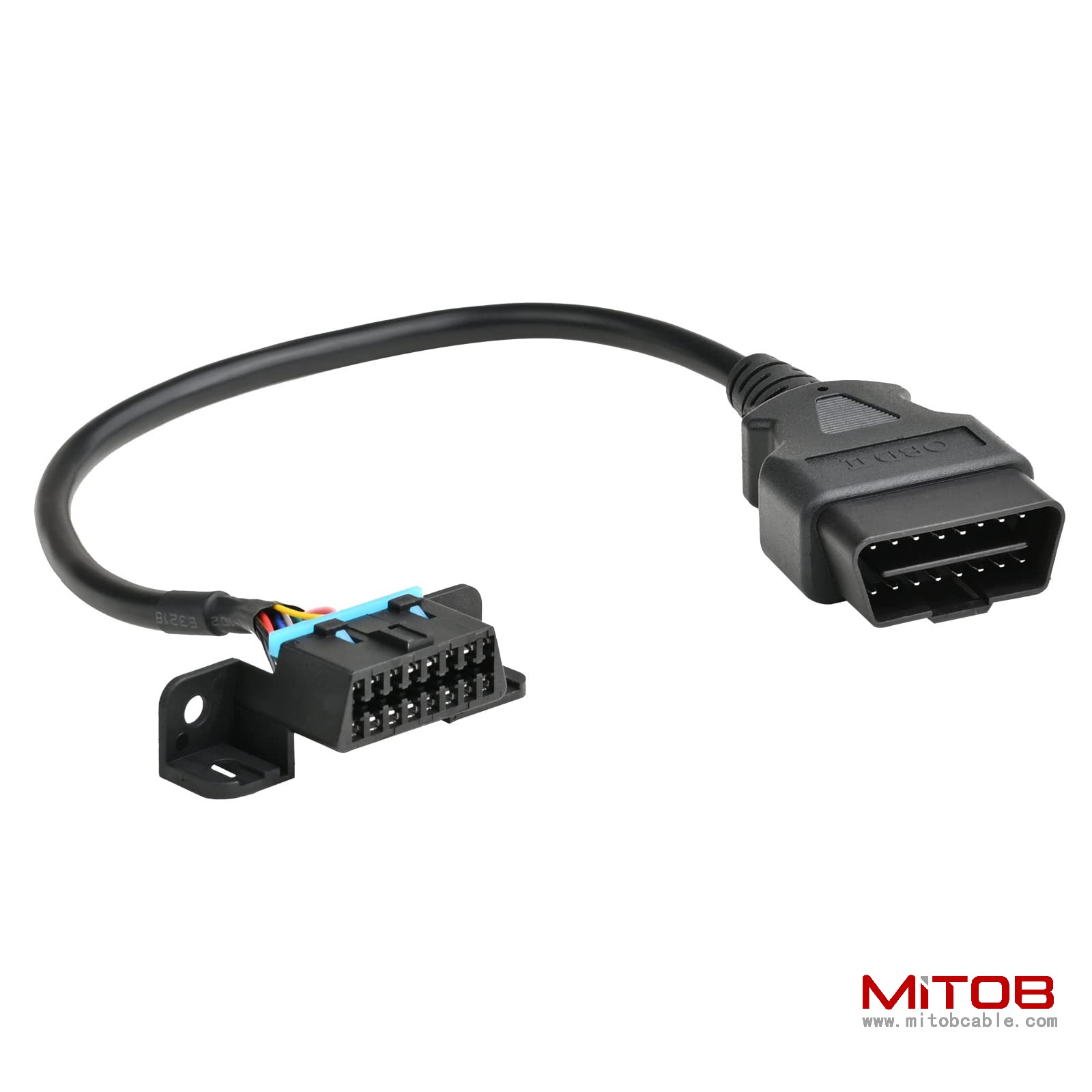 Full 16 Pin OBD2 Male to Female Cable with Underdash Mount Bracket Wire ...