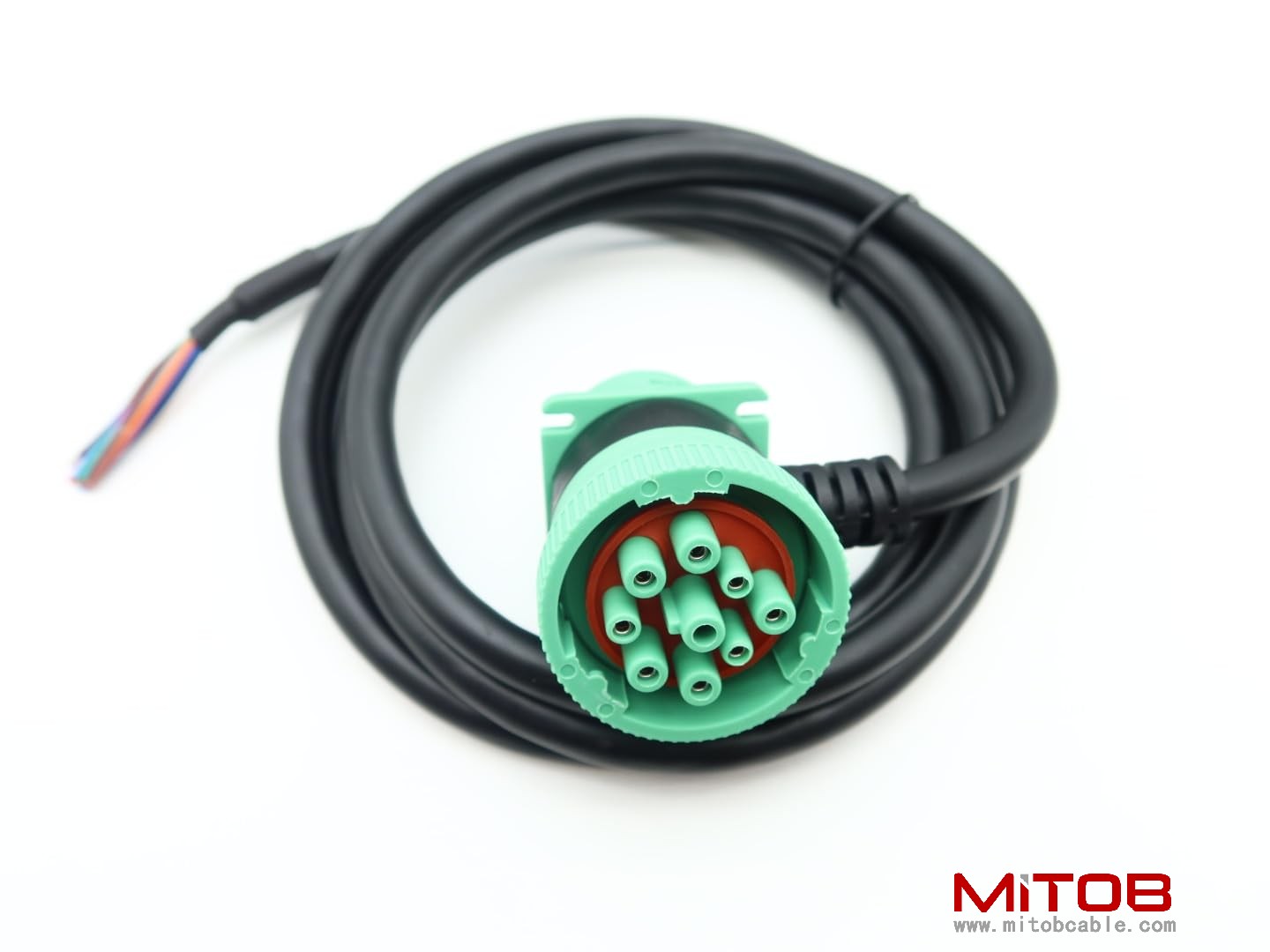 SAE J1939 9Pin Pass Through Male/Female to Open End Pigtail Cable 6ft ...