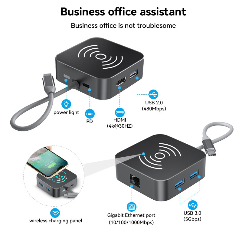 12-in-1 4K@60HZ type-c multifunctional wireless charging dock