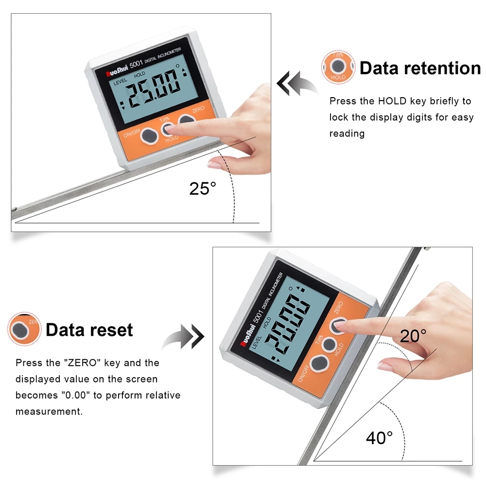 RuoShui 5001 Digital Inclinometer Mini Digital Protractor Hot Sale ...