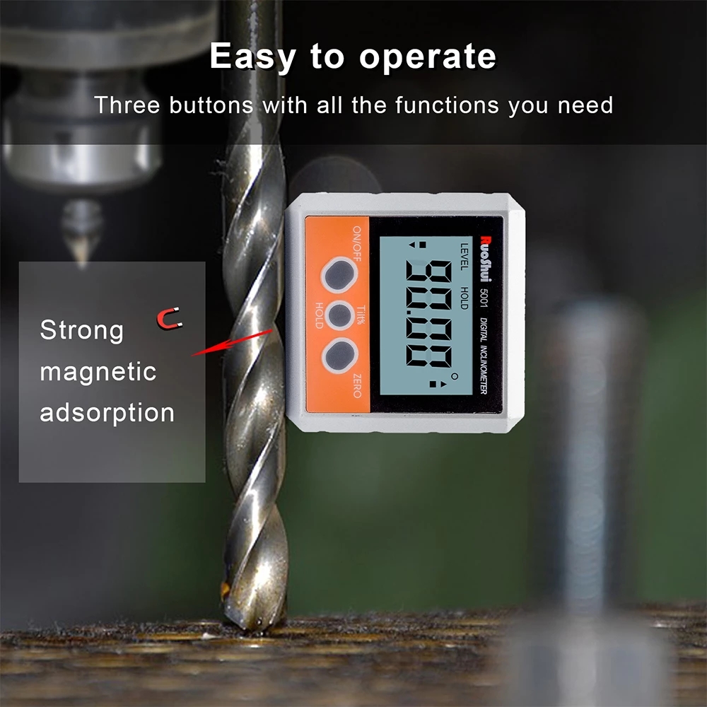 RuoShui 5001 Digital Inclinometer Mini Digital Protractor Hot Sale Digital Level Angle Finder ...