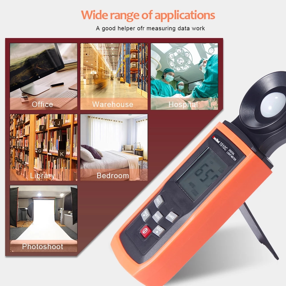 New 1010C Mini Digital Light Meter 200,000 LUX/FC Automatic Range ...