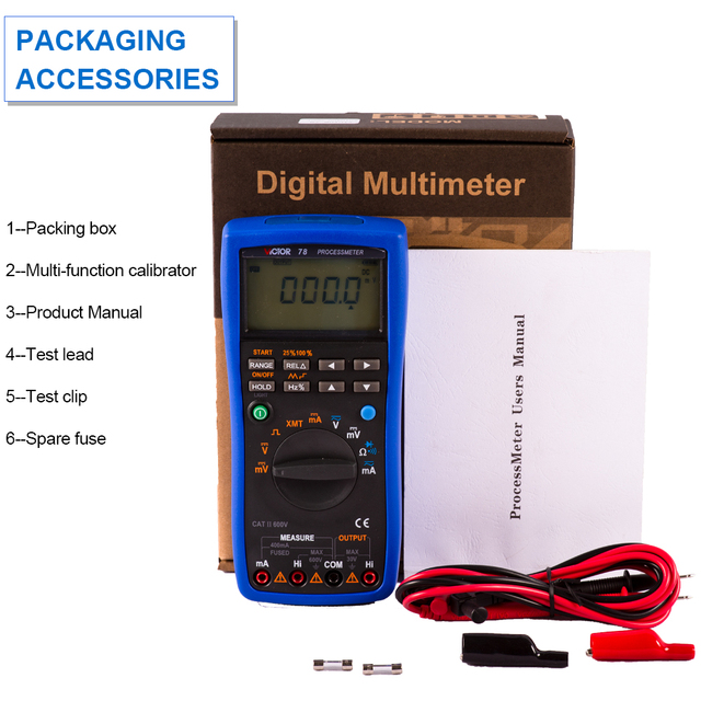 Process Calibrator Multimeter Voltimetro Large LCD Auto Range ...