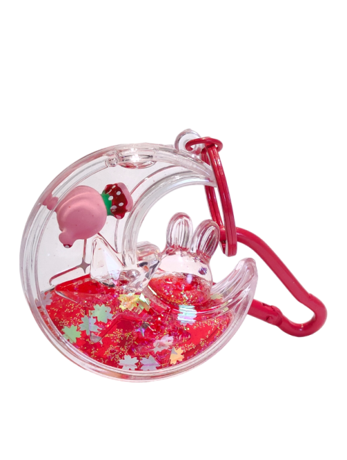 Liquid Filled Keychain(Red Moon Rabbit)