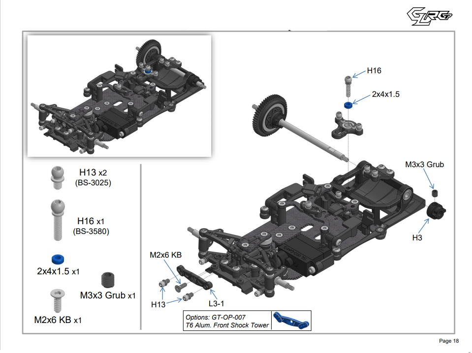 GL racing GLR-GT 1/28 RWD Chassis - W/O RX GL-GT-001-KSET (MINI-Z)
