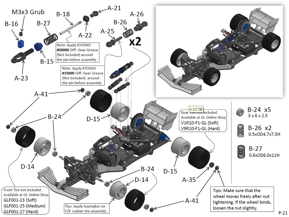 GL Racing 1/28 GLF-1 RWD Chassis Model: GLF-1-001-KSET