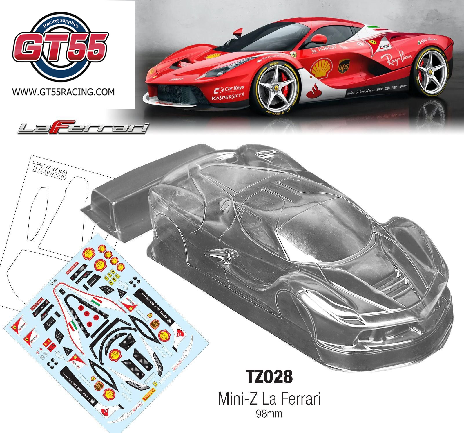GT55racing 1/28 MINI-Z TZ028 Rafa Lexan Body Stickers MODE:TZ028-S2
