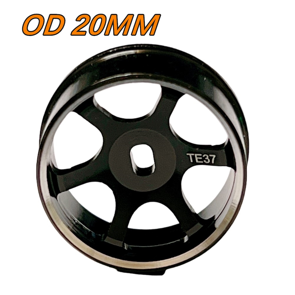 MINI-Z AWD TE-37 Metal Wheels Black (OD 20MM, 2PCS) GT55RACING #TE37-MX20-B