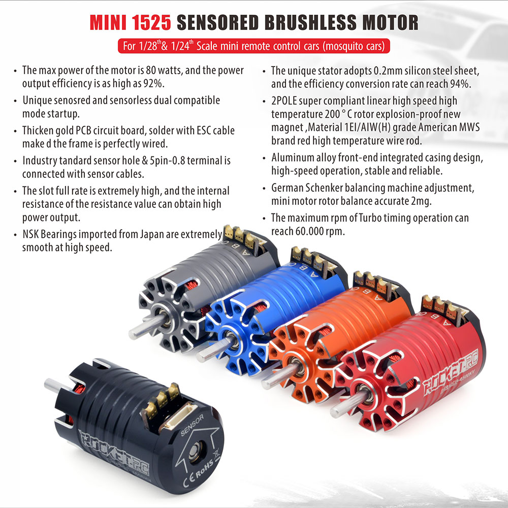 Rocket Surpass Hobby MINI 1525 SENSORED BRUSHLESS MOTOR For 1/24 1/28 CAR