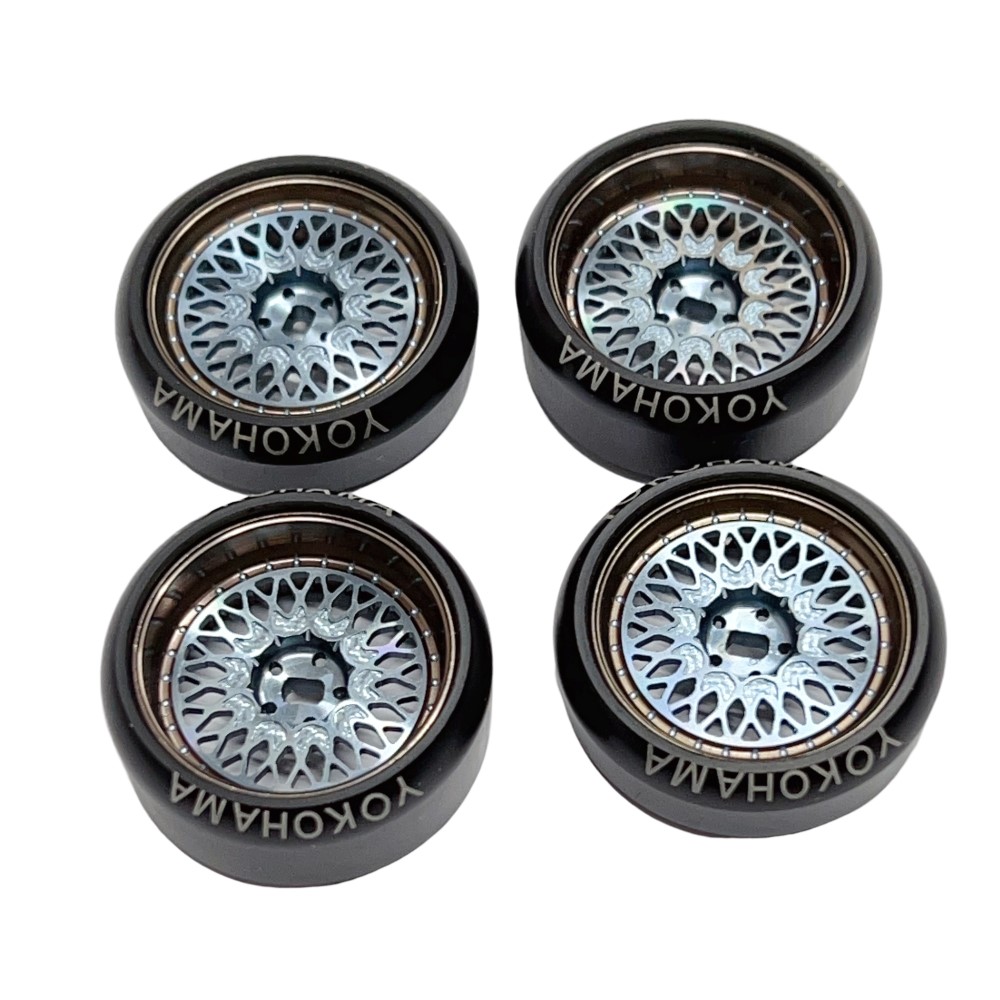 1/24 1/28 MINI-Z AWD BBS CNC Metal Wheel 4PCS Two-color Copper Titanium ...