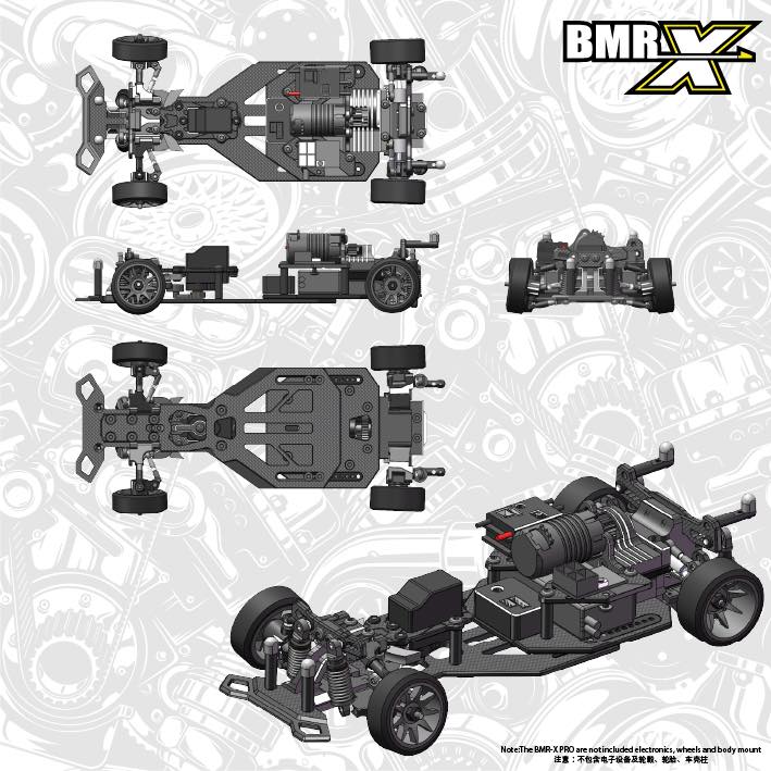 BM RACING 1/24 BMR-X PRO RWD RC Drift Chassis ( not included wheels ...