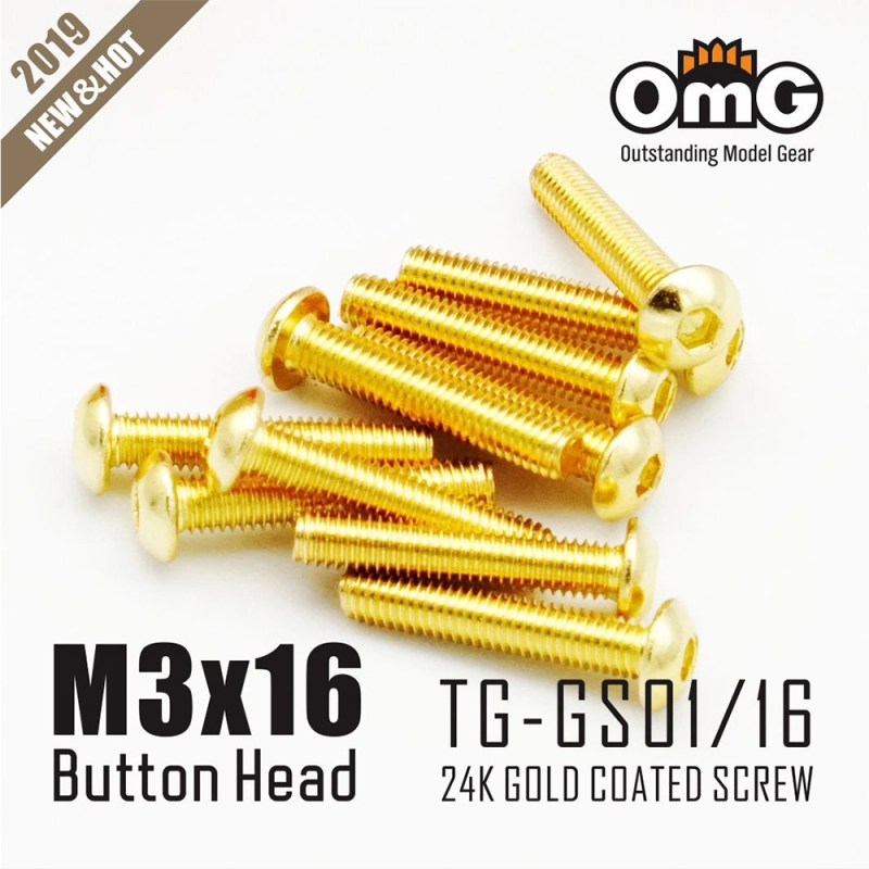 12.9 Class Screws Of Stainless Steel Gold Plated (10 pcs/pack) TG-GS01/16