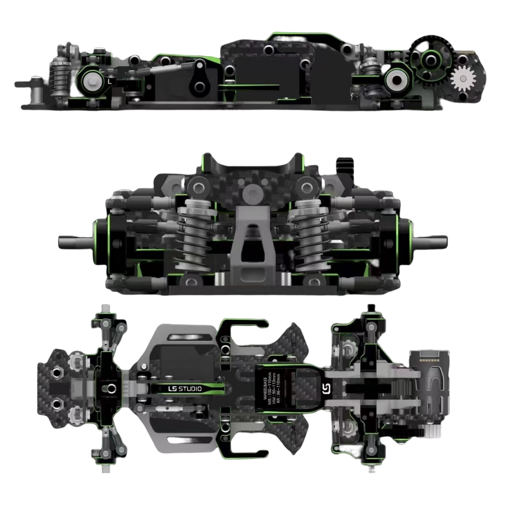 LS Studio LSD 1/27 RWD Drift Car Chassis Green Version (Without ...