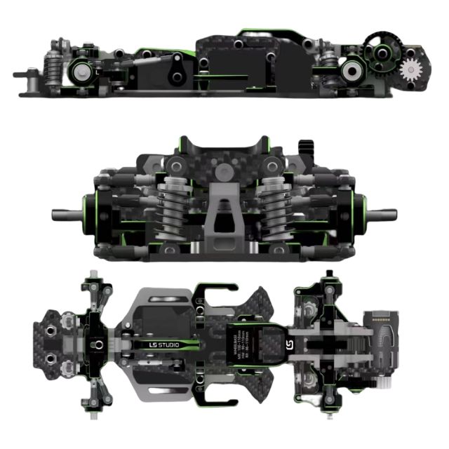 LS Studio LSD 1/27 RWD Drift Car Chassis Green Version (Without ...