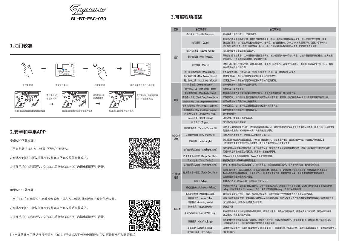 GL Racing Bluetooth 32-bit Brushless Sensored ESC GL-BT-ESC-030