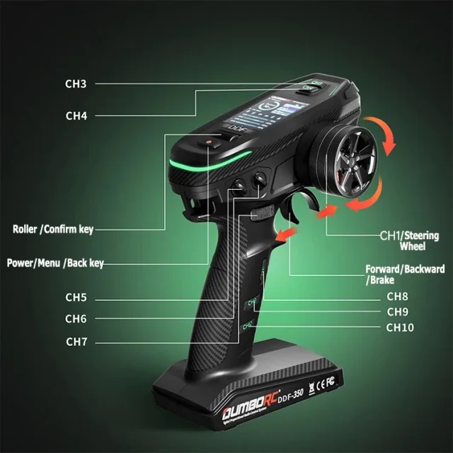 DUMBORC DDF-350 10CH RC Remote Controller 10 Channel 2.4Ghz HD ScreenDigital Radio Transmitter ...