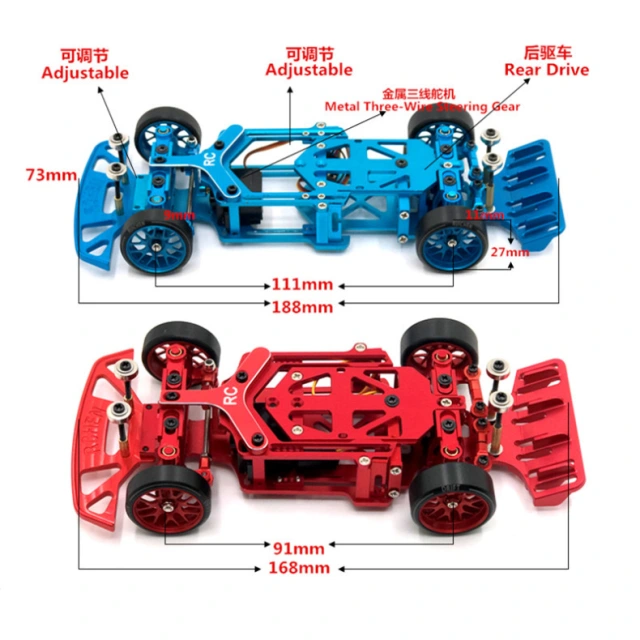 1/28 RC02 MINIZ Rear-Drive Drift Car Chassis