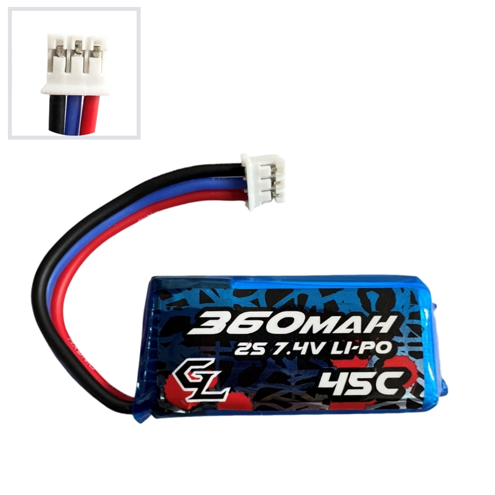 GL Racing 360mah 7.4V 45C 2S Lipo Battery PH2.0 3Pin PLUG GBY003