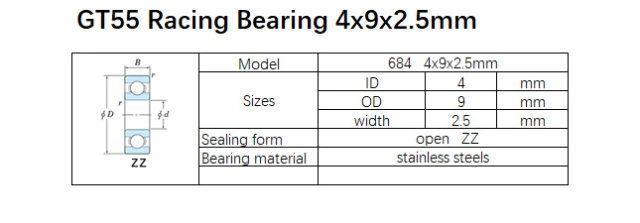 GT55 Racing Bearing 4x9x2.5mm (10PCS)
