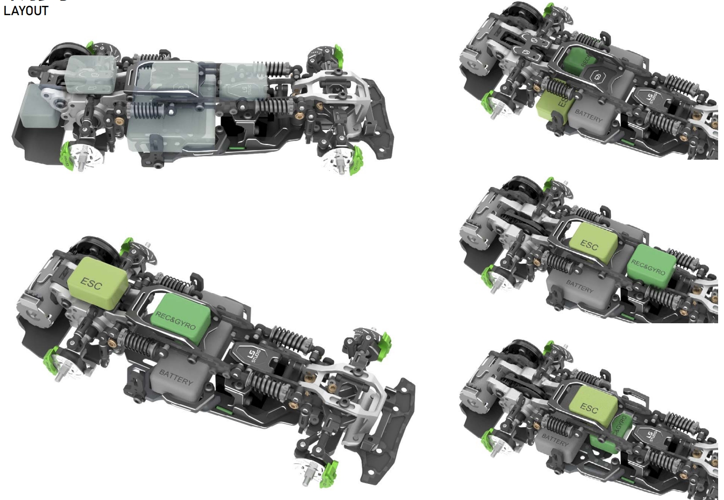 LS Studio NLSD 1/24 1/28 RWD Drift Car Chassis (without electrons)