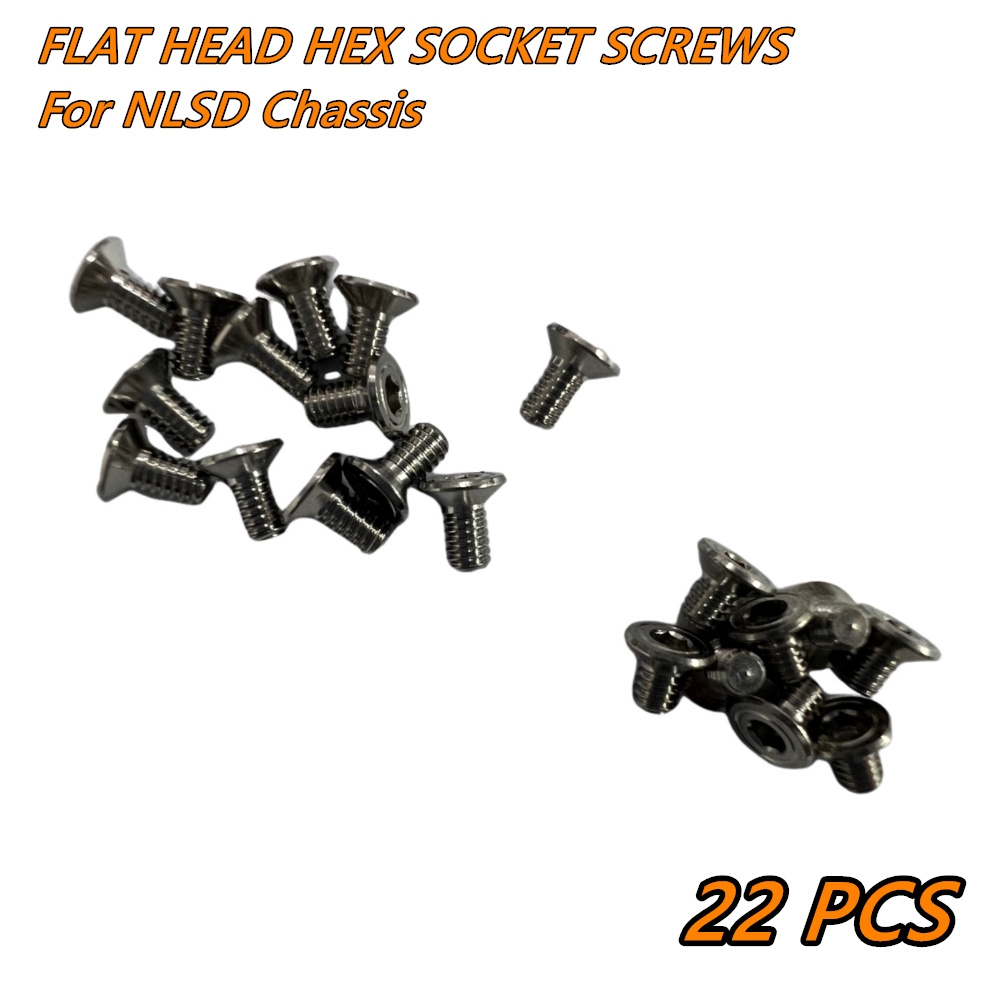 LS Studio TC4 TITANIUM M2 FLAT HEAD HEX SOCKET SCREWS For NLSD Chassis (22PCS)