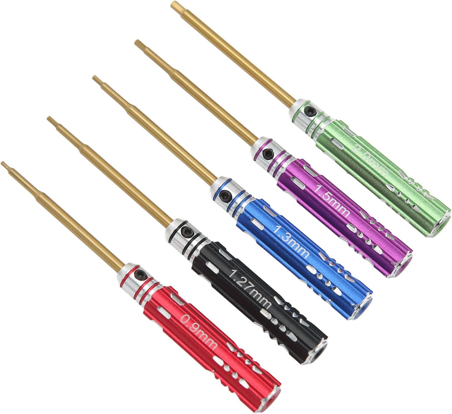 5pcs RC Screwdriver Set 0.9mm 1.27mm 1.3mm 1.5mm 2.0mm Steel Hex Screw Driver with Non Slip Handle