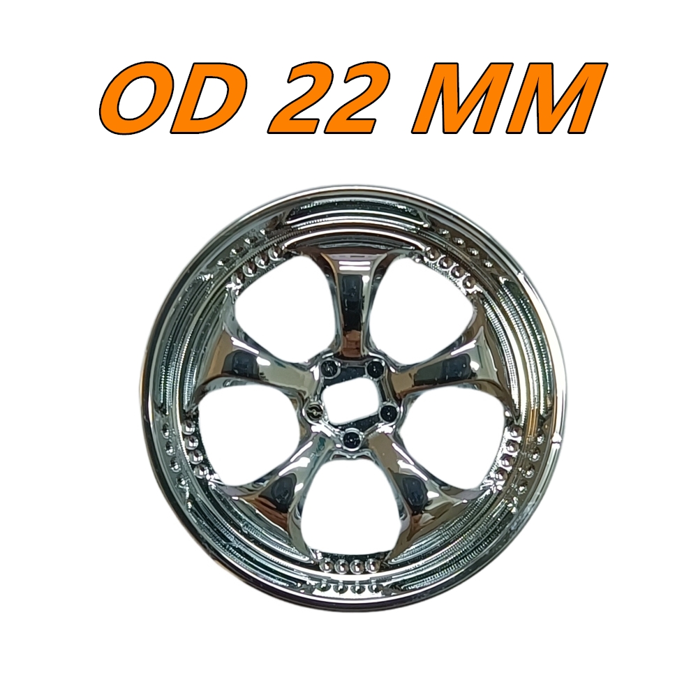GT55 Racing MINI-Z AWD 5-Spoke Metal Wheels Silver (OD 22MM, 2PCS) GT55 ...
